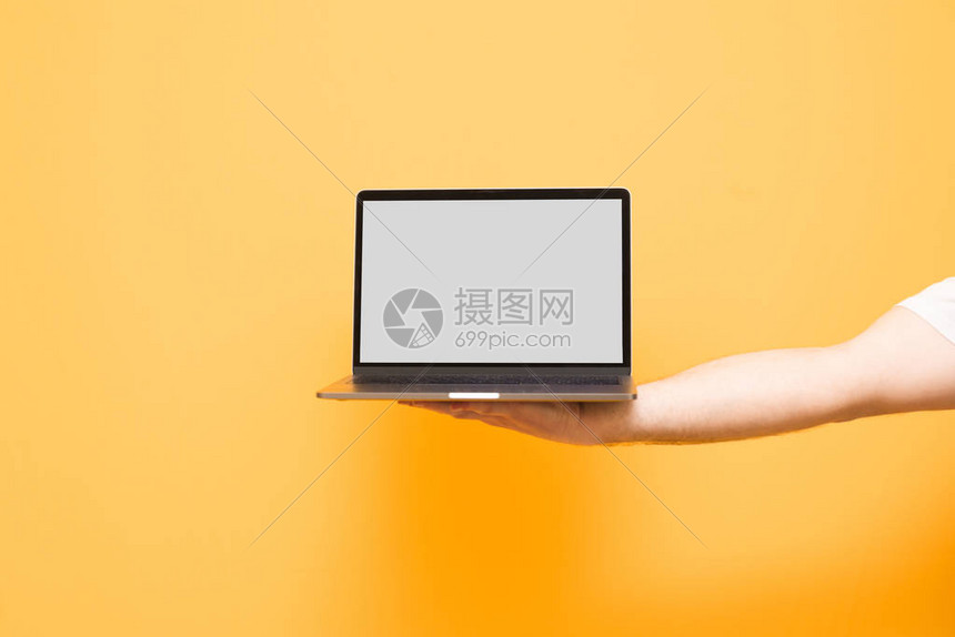 黄色背景上有白色屏幕高清图片下载-正版图片505855712-摄图网