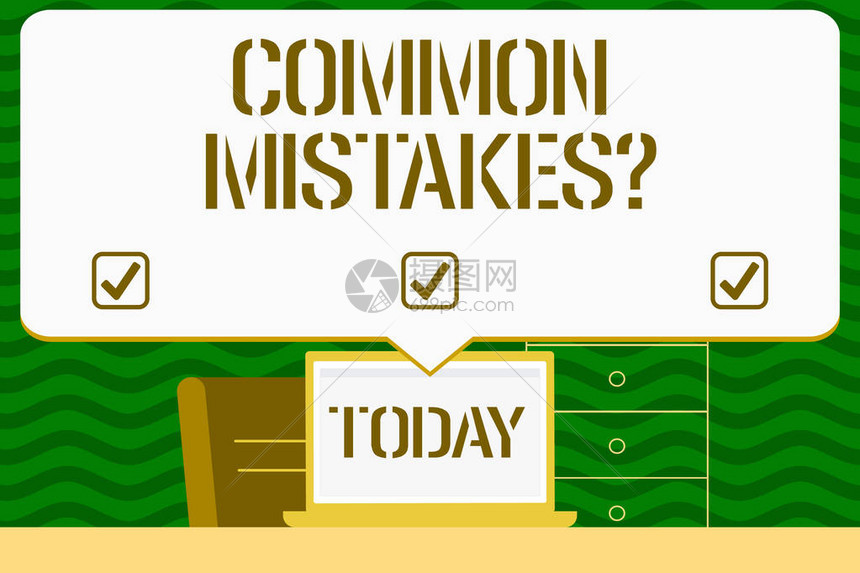 显示常见错误问题的书写笔记重复行为或判断的商业概念被误导或错误的空白巨大语音气泡指向白色笔高清图片下载-正版图片505952715-摄图网