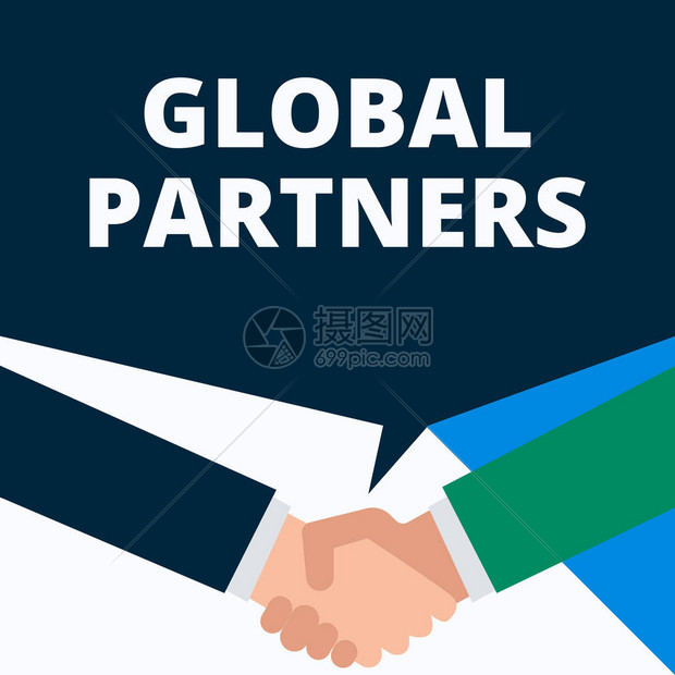显示全球合作伙伴的概念手写概念含义来自不同的两个或多个公司作为一个团队工作两个男人握手显示交易高清图片下载-正版图片506118084-摄图网
