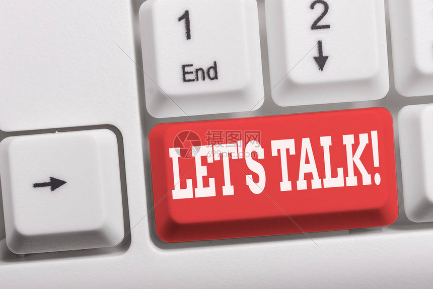 显示LetSTalk的写作注释商业概念对他们来说建议就特定主题开始对话Whitepc键盘高清图片下载-正版图片506192537-摄图网