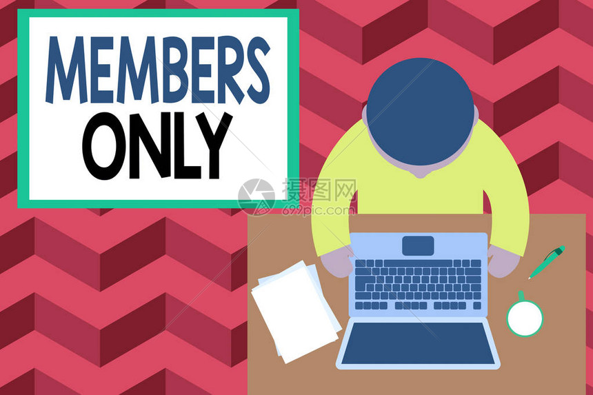 文字书写文本仅限会员商业照片展示仅限于个人属于团体或组织上视图年轻人坐在工作台笔记本电脑高清图片下载-正版图片506214620-摄图网