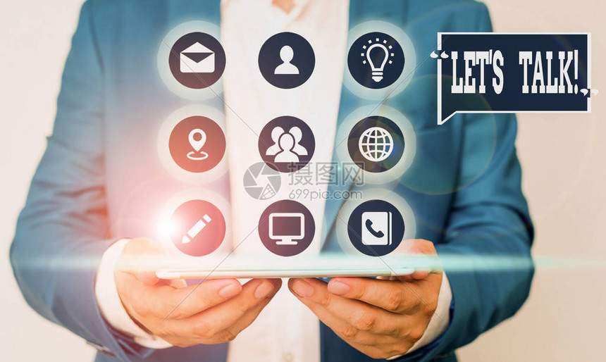 显示LetSTalk的文本符号他们建议开始特定主题的对话高清图片下载-正版图片506318424-摄图网