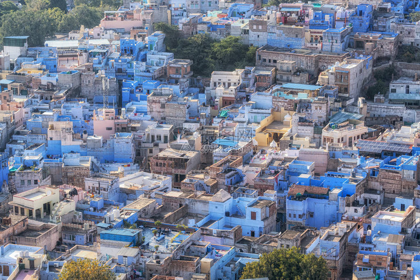 Jodhpur也被称为蓝色城市被印度约德弗尔MehrangarhFortJodp高清图片下载-正版图片506378871-摄图网