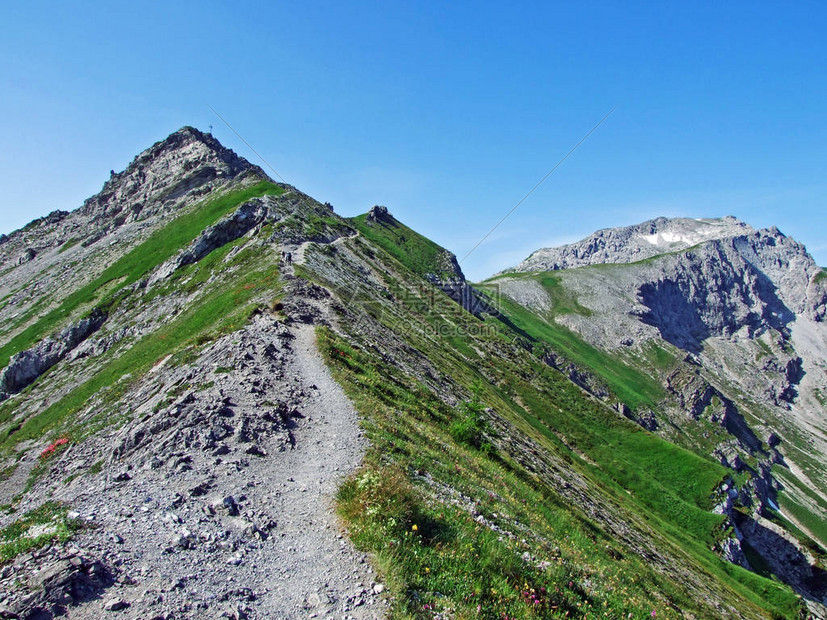 在马尔本塔尔高山谷和列支敦士登阿尔卑斯山脉的阿尔卑斯山峰斯皮茨和奥格斯滕贝格高清图片下载-正版图片506408324-摄图网