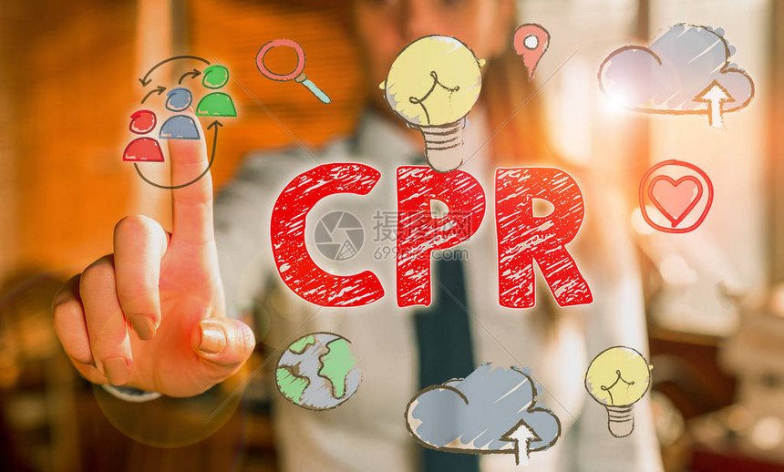 Cpr用于使某人活命的心肺复苏方法的商业概念书写说明高清图片下载-正版图片506418996-摄图网