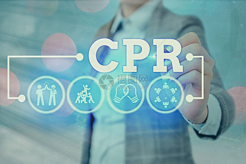Cpr用于使某人活命的心肺复苏方法的商业概念书写说明高清图片下载-正版图片506499092-摄图网