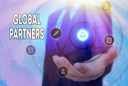 手写文字书写全球合作伙伴概念照片来自不同的两个或多个公司作为高清图片下载-正版图片506529379-摄图网