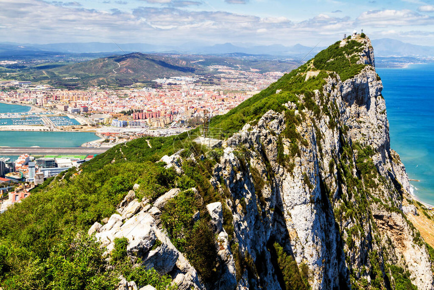 直布罗陀岩石顶部鸟瞰图高清图片下载-正版图片506655277-摄图网