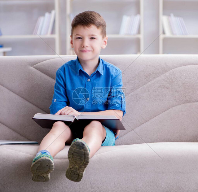 在家看书的小男孩高清图片下载-正版图片506691990-摄图网