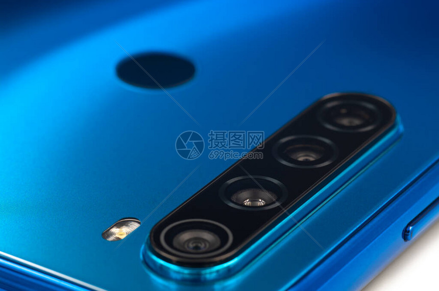 蓝色现代智能电话多相机镜头和指纹扫描高清图片下载-正版图片506718317-摄图网