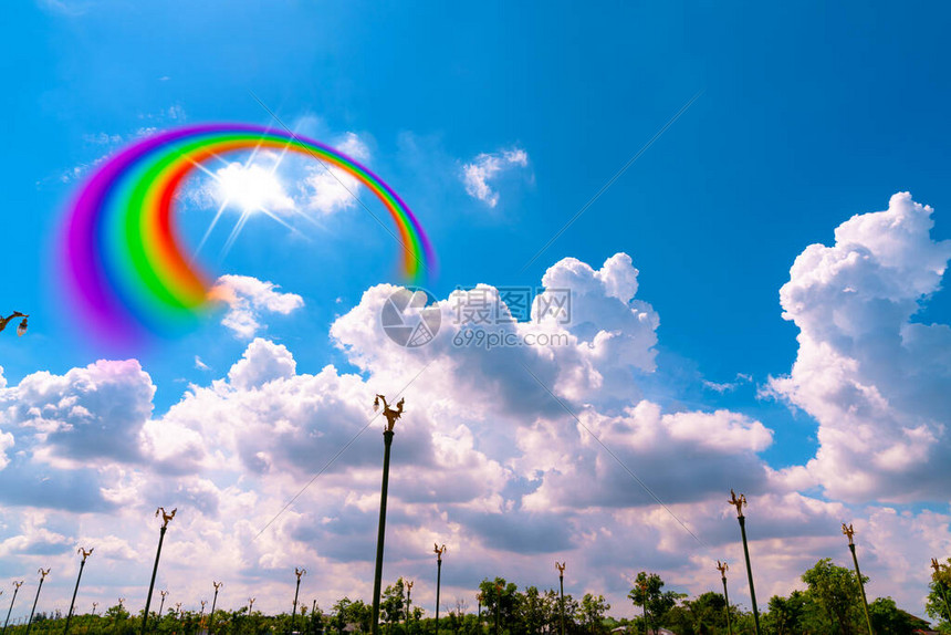 蓝天白云与彩虹高清图片下载-正版图片506745435-摄图网