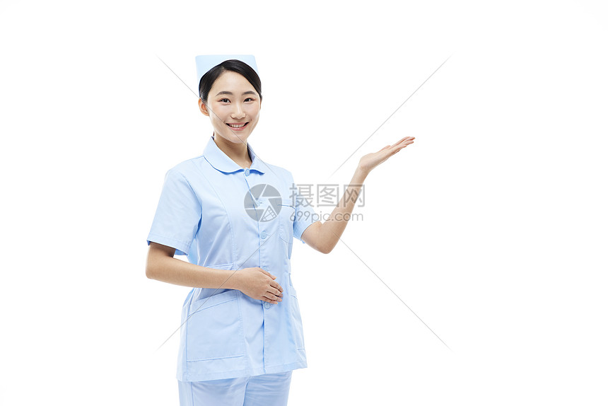 年轻女护士服务手势形象高清图片下载 正版图片507513801 摄图网