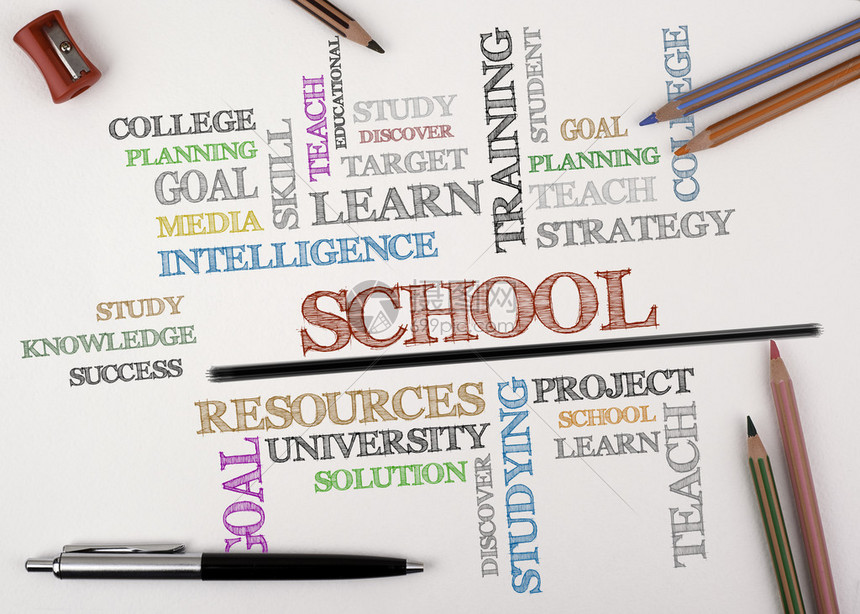 SCHOOL字云高清图片下载-正版图片507552295-摄图网