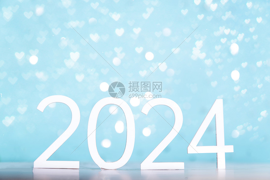 蓝色光斑背景上的2024高清图片下载-正版图片507724263-摄图网
