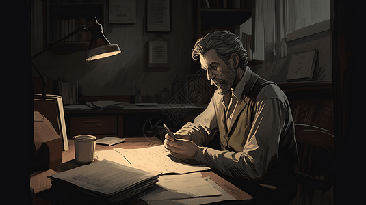 作家插画_作家卡通_作家插图_手绘_板绘_摄图网