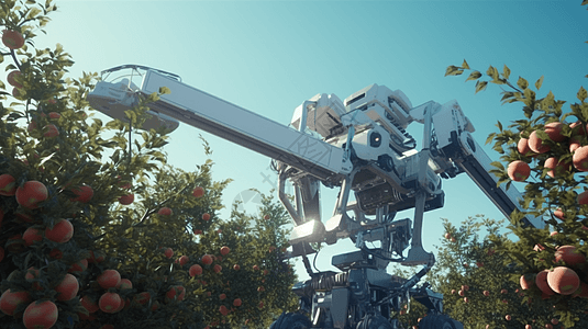 阳光下从树上收获苹果的水果采摘机机器人高清图片下载-正版图片600003531-摄图网