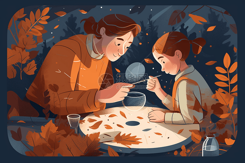 家庭互动教育插画图片下载-正版图片600005405-摄图网