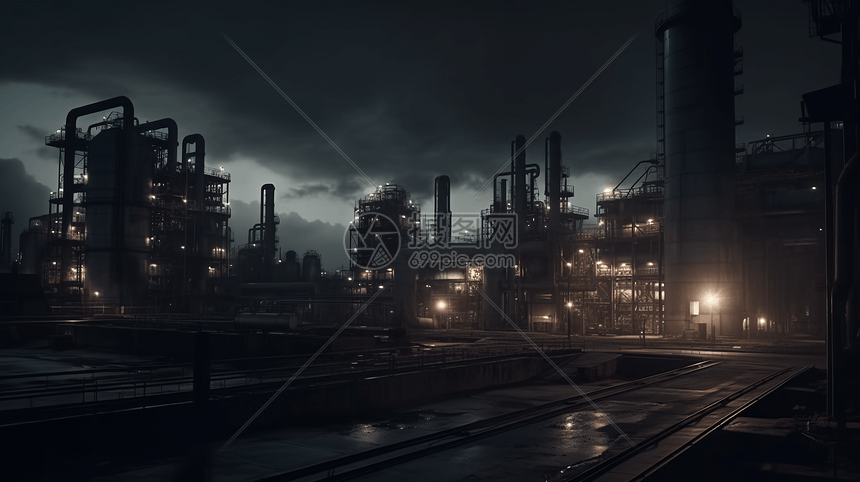 黄昏钢铁厂插画图片下载-正版图片600006623-摄图网