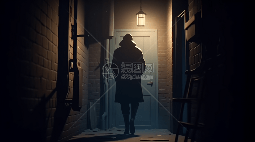 一个神秘的背影插画图片下载-正版图片600007858-摄图网