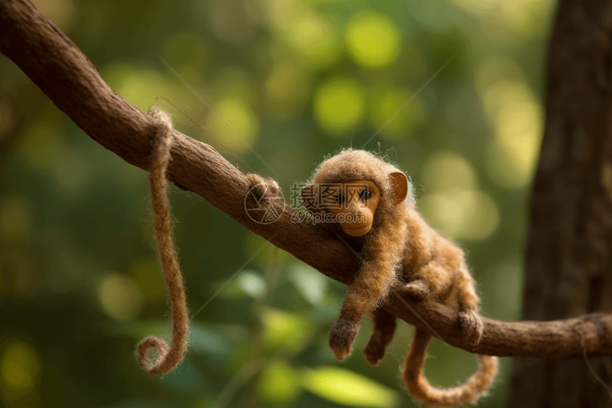 挂在树枝上的毛毡猴子高清图片下载-正版图片600009139-摄图网