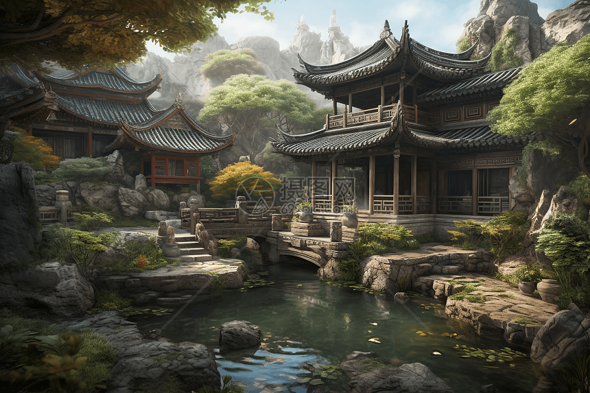 中国古代建筑插画图片下载-正版图片600010886-摄图网