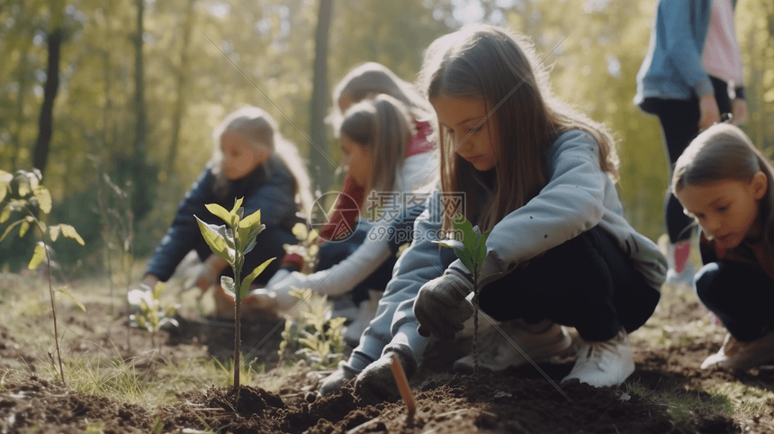 学生正在种树高清图片下载-正版图片600011178-摄图网