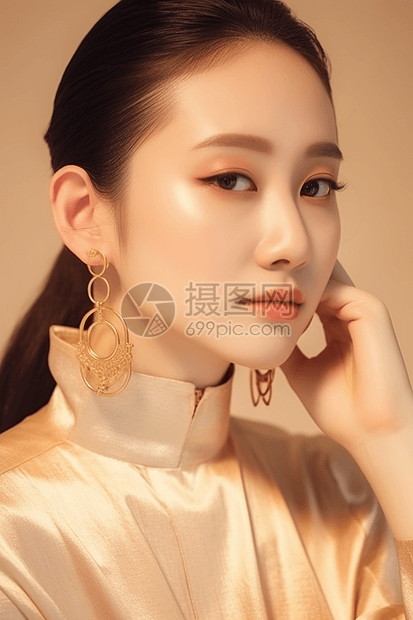 女性模特上半身摄影图高清图片下载-正版图片600011261-摄图网