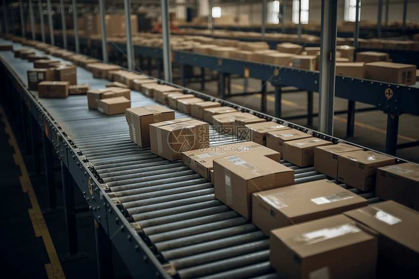 分拣中心传送带上的包裹现场图片高清图片下载-正版图片600011556-摄图网