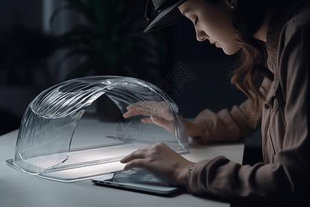 设计师用手机展现vr产品高清图片下载-正版图片600012586-摄图网