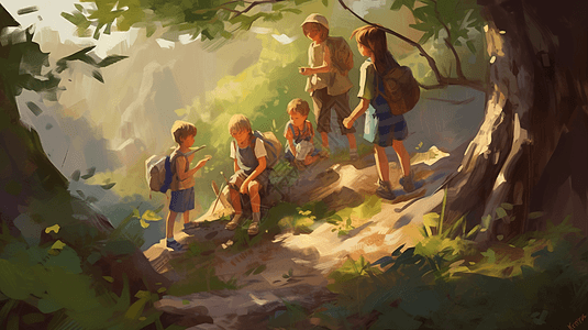 研学插画_研学卡通_研学插图_手绘_板绘_摄图网