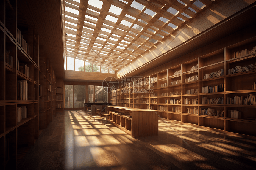 木制图书馆高清图片下载-正版图片600019133-摄图网
