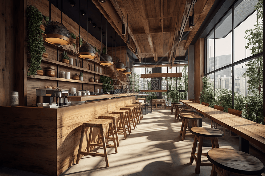 木制咖啡馆视角高清图片下载-正版图片600019748-摄图网