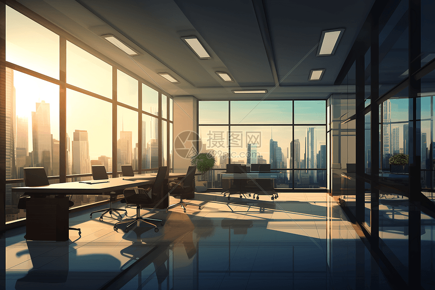 有落地窗的办公室高清图片下载-正版图片600020732-摄图网