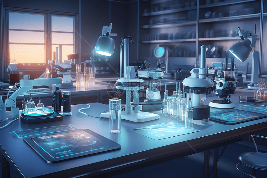 微镜和试管的实验室图片素材-正版创意图片600021810-摄图网
