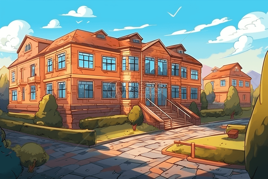 学校卡通风格的观点插画图片下载-正版图片600029070-摄图网