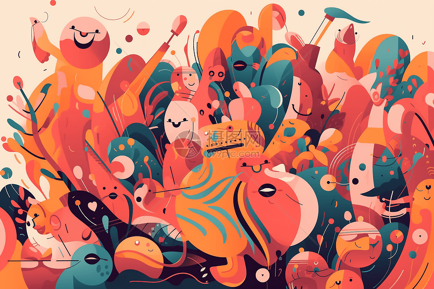 有趣和快乐的卡通人物插画图片下载-正版图片600033862-摄图网