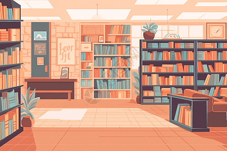 书店插画_书店卡通_书店插图_手绘_板绘_摄图网