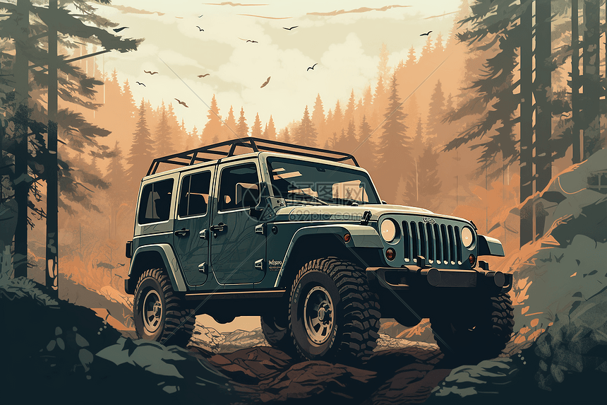 吉普牧马人插画图片下载-正版图片600035152-摄图网