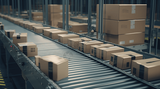 分拣中心传送带上的包裹高清图片下载-正版图片600035372-摄图网