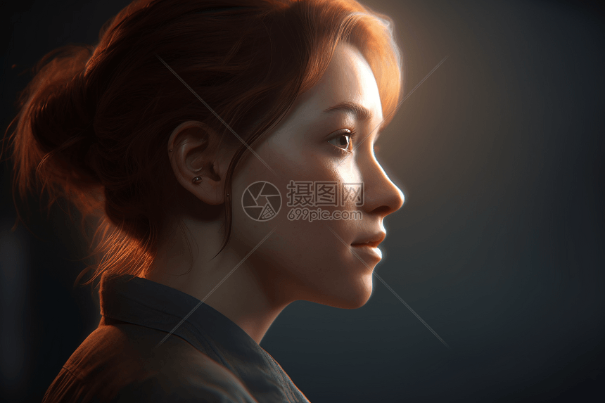 高清外国女孩侧脸高清图片下载-正版图片600035701-摄图网