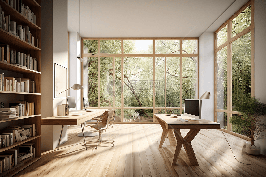 宽敞明亮的家庭书房高清图片下载-正版图片600036161-摄图网