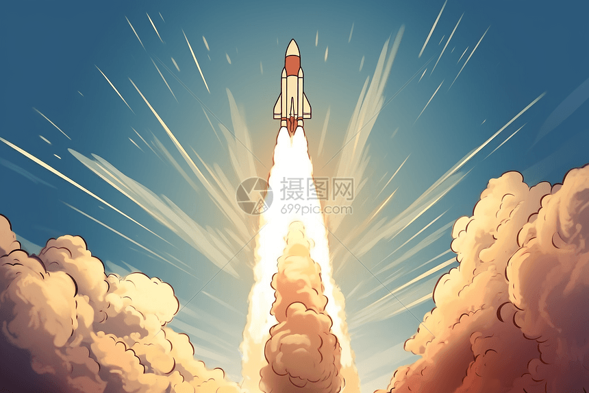 火箭发射台和蓝天插画图片下载-正版图片600037109-摄图网