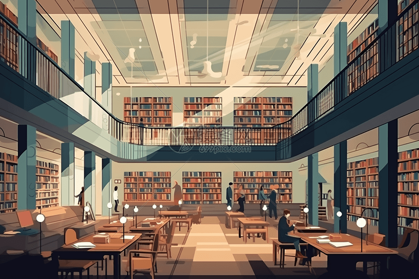 图书馆插画图片下载-正版图片600038501-摄图网