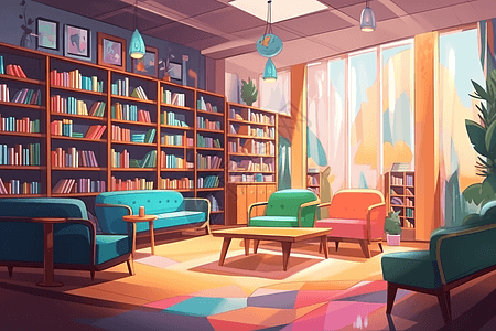 卡通风格图书馆插画图片下载-正版图片600039418-摄图网
