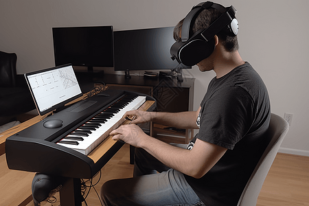 使用VR教授音乐理论的讲师高清图片下载-正版图片600039903-摄图网