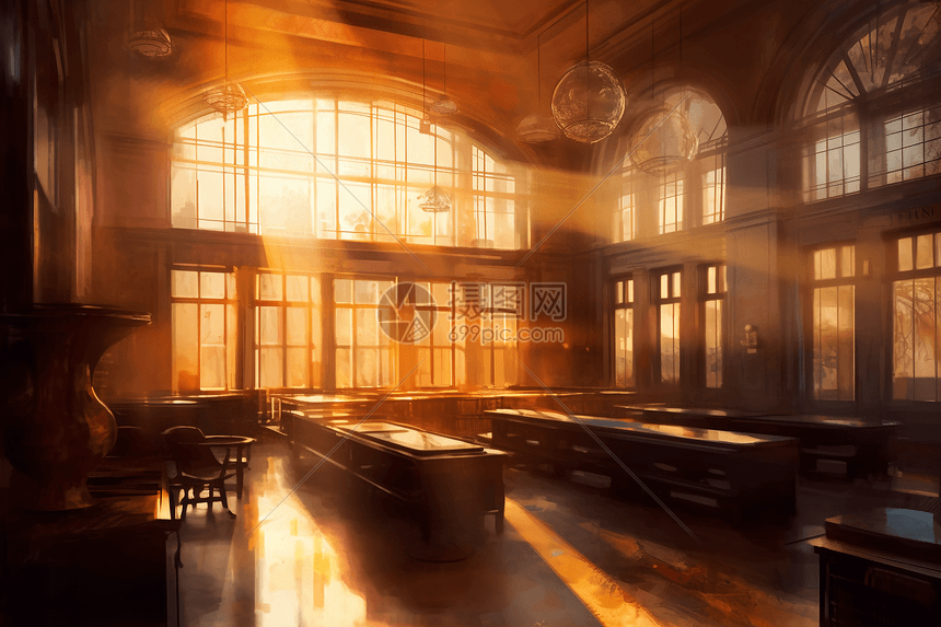 黄昏美丽的图书馆高清图片下载-正版图片600047001-摄图网