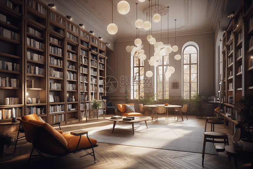 一个宁静明亮的图书馆高清图片下载-正版图片600047031-摄图网
