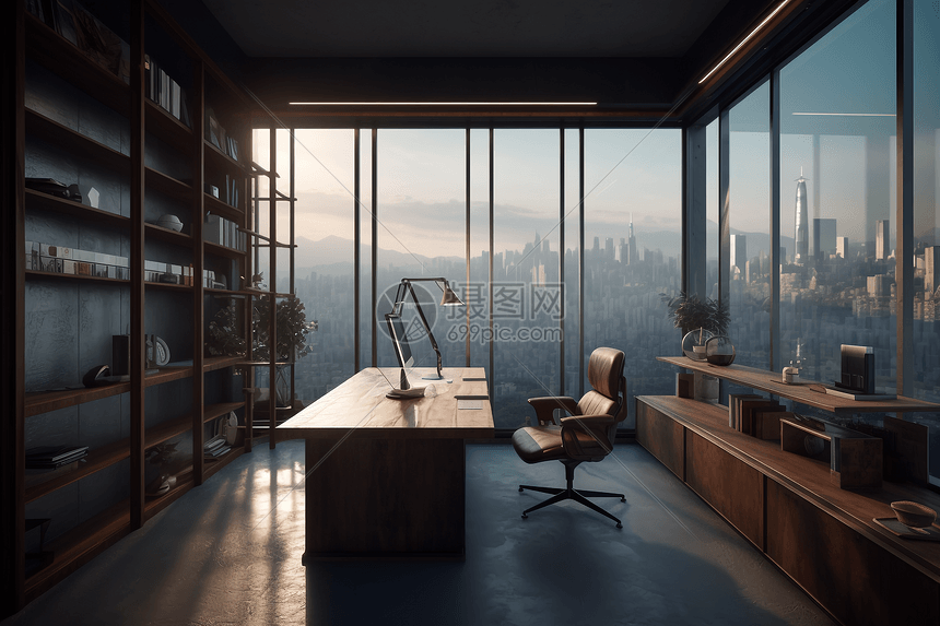 有落地窗的办公室高清图片下载-正版图片600048638-摄图网