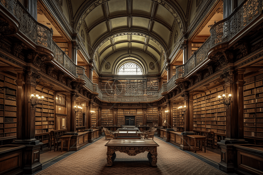 华丽的图书馆插画图片下载-正版图片600048917-摄图网