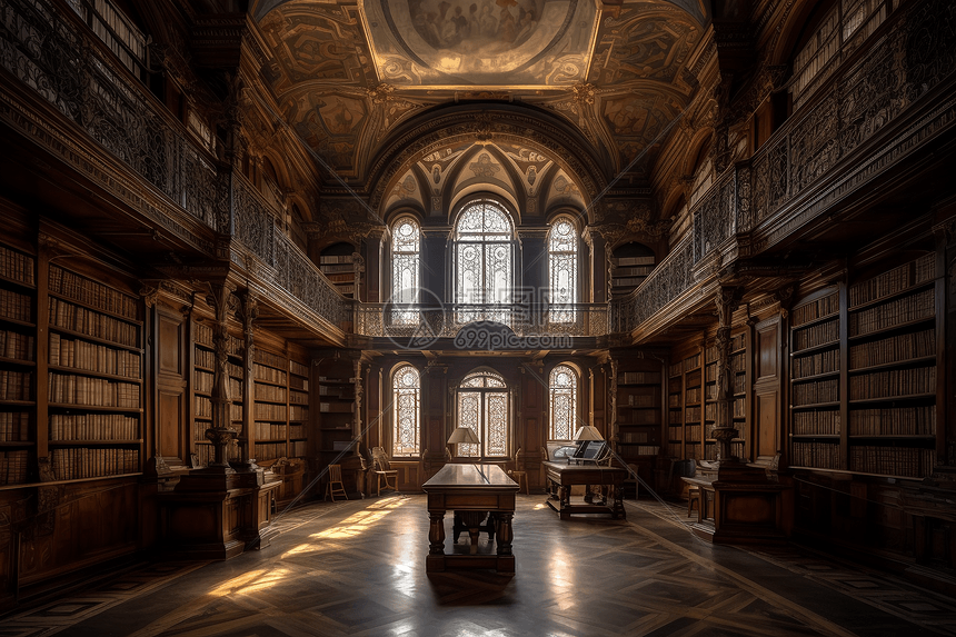 宏伟的图书馆插画图片下载-正版图片600048919-摄图网